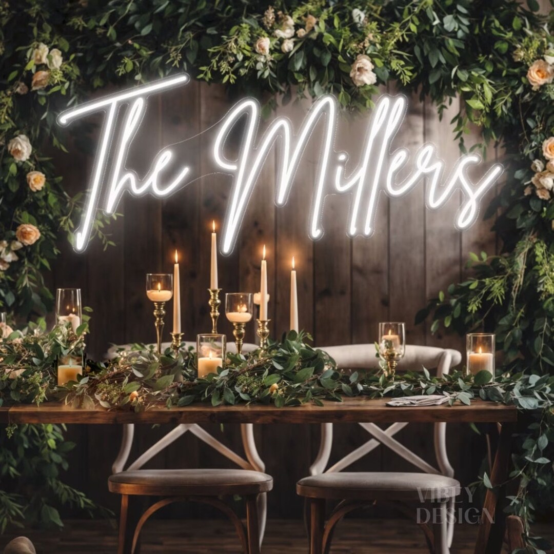 Family Name Neon Sign | Neon Name Sign | Wedding Backdrop | Wedding ...