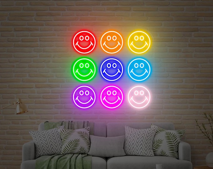 Smile Face Neon Sign Led Neon Light Wall Decor Smiley Face Light up ...
