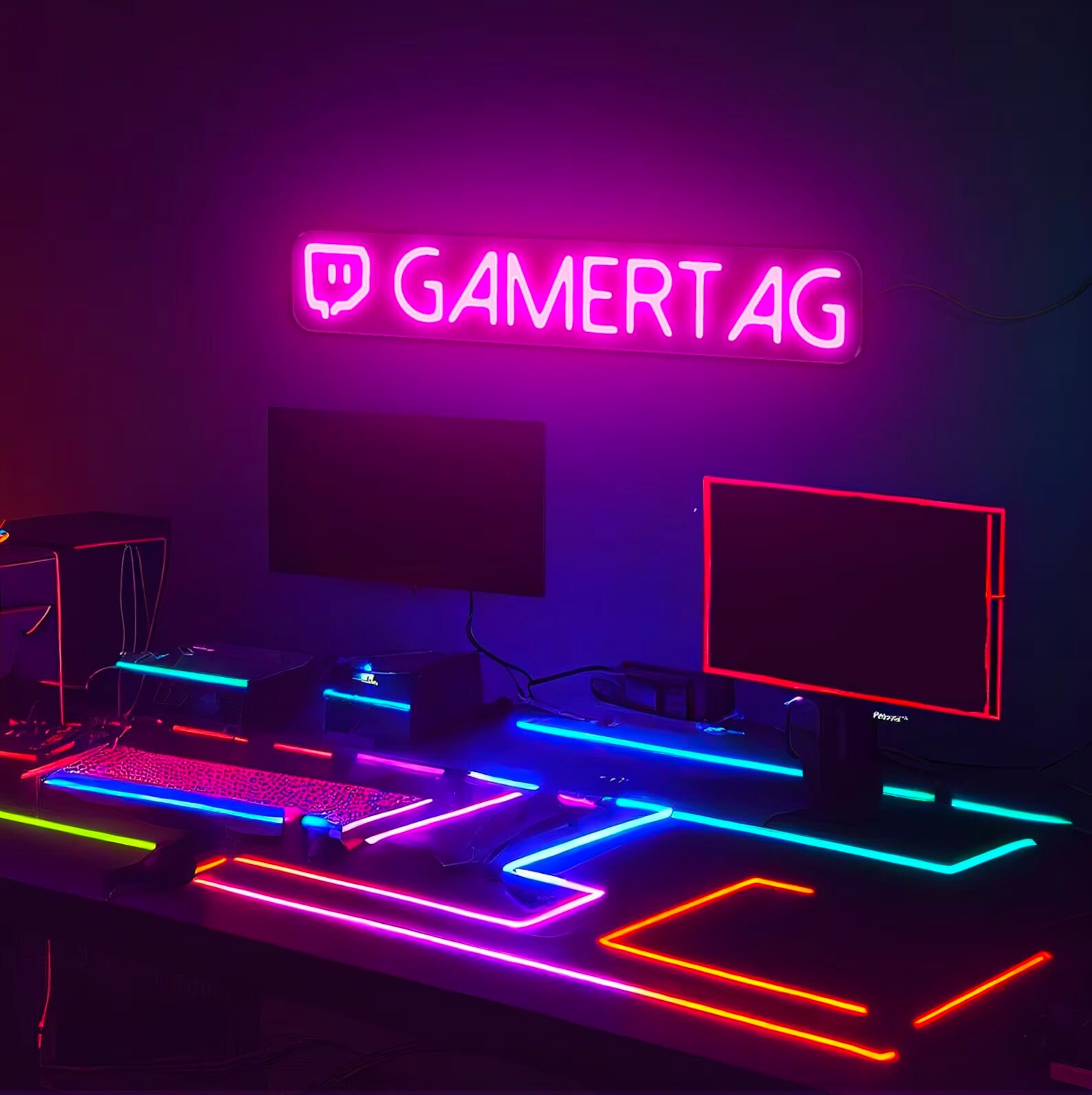 Gamer Neon Sign Custom, Game Room Decor, Personalized Gamer Tag Sign ...