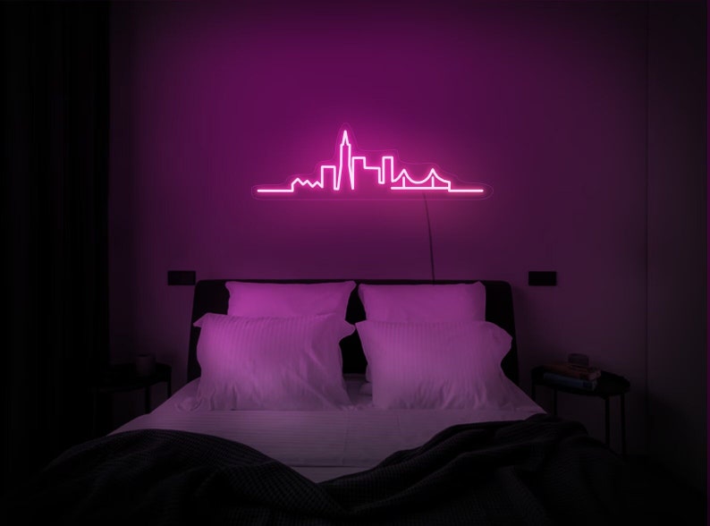 City Skyline Neon Sign,college Dorm Decor,skyline Neon Light Gift ...