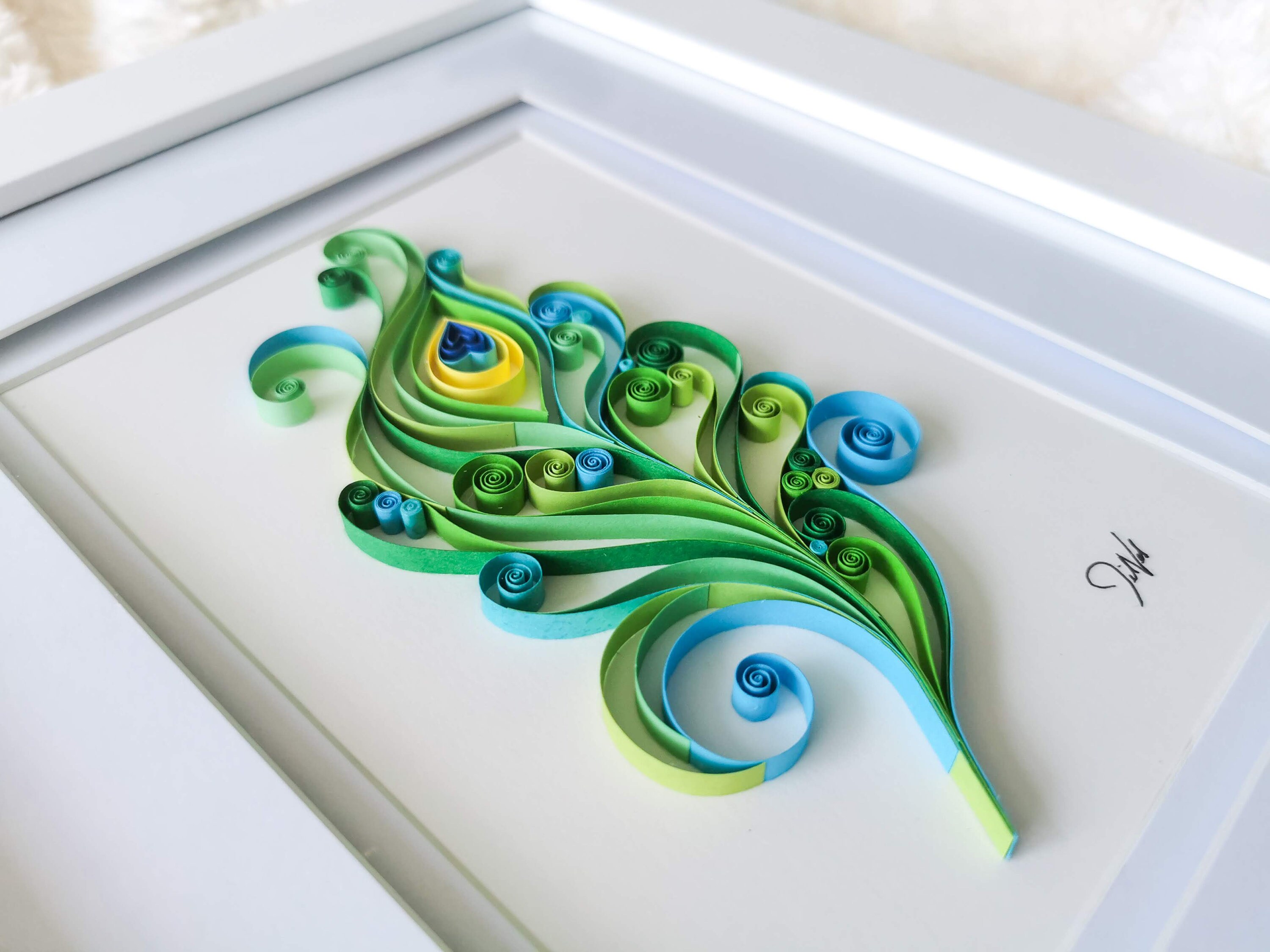 Peacock Feather Quilled Peacock Feather Feather Framed Art Quilled Feather Art Feather Art
