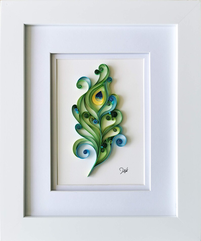 Peacock Feather, Quilled Peacock Feather, Feather Framed Art, Quilled ...
