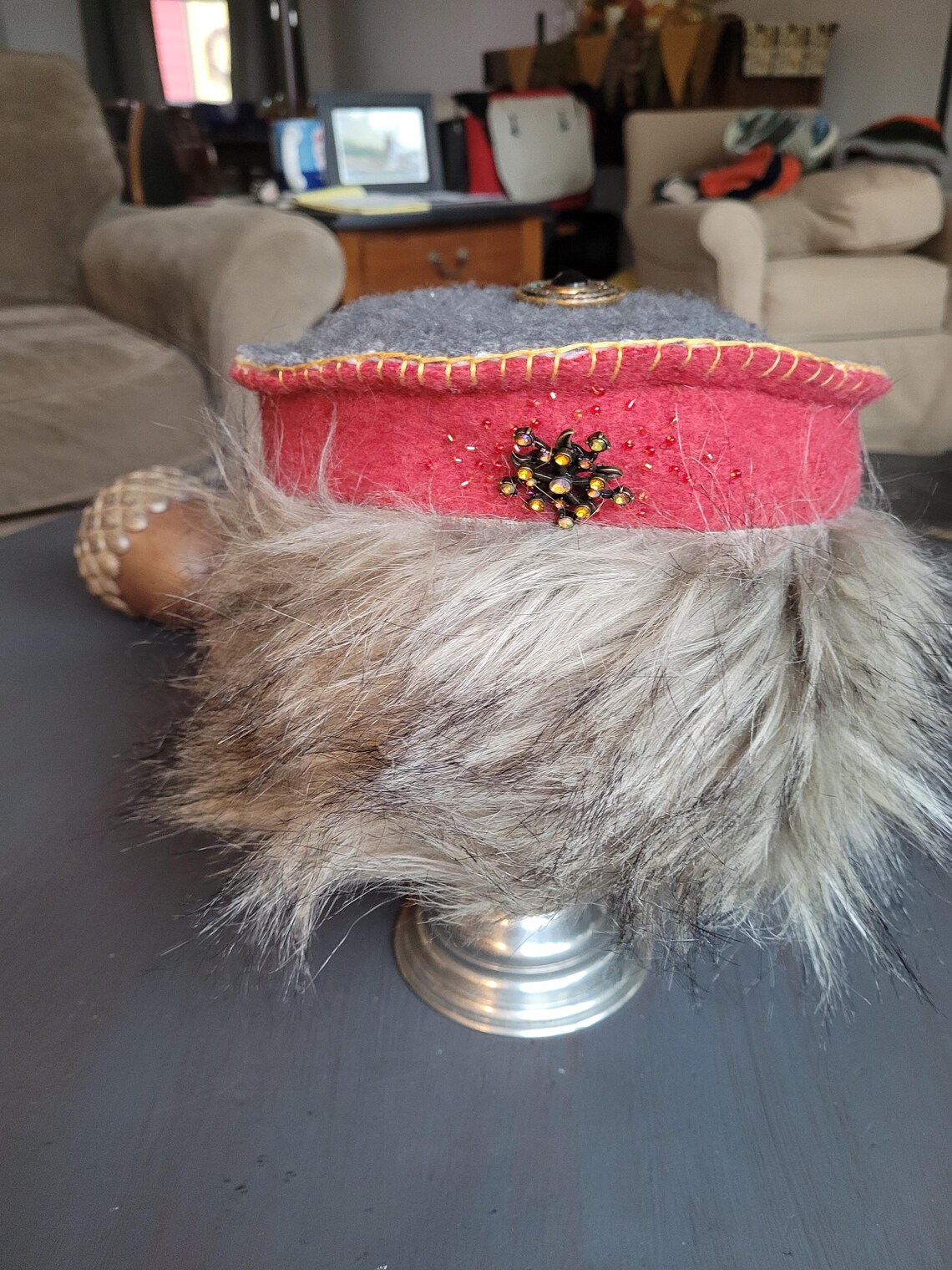 Clay Colored Cloched Hat Framed in Faux Fur - Etsy