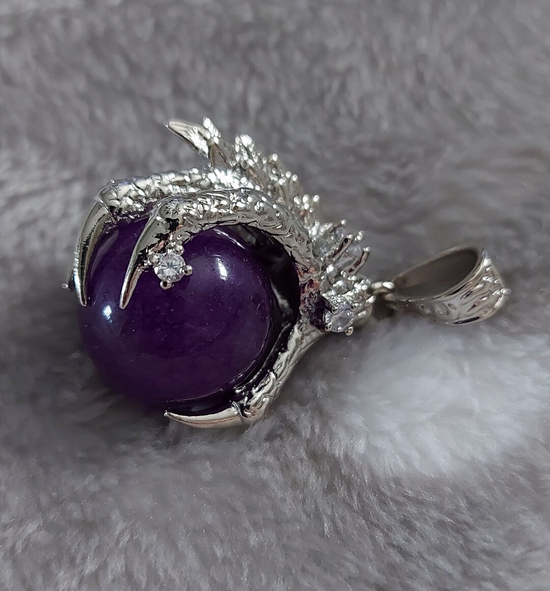 Dragon Claw Grasped Amethyst Crystal Ball With Sterling Silver Necklace ...