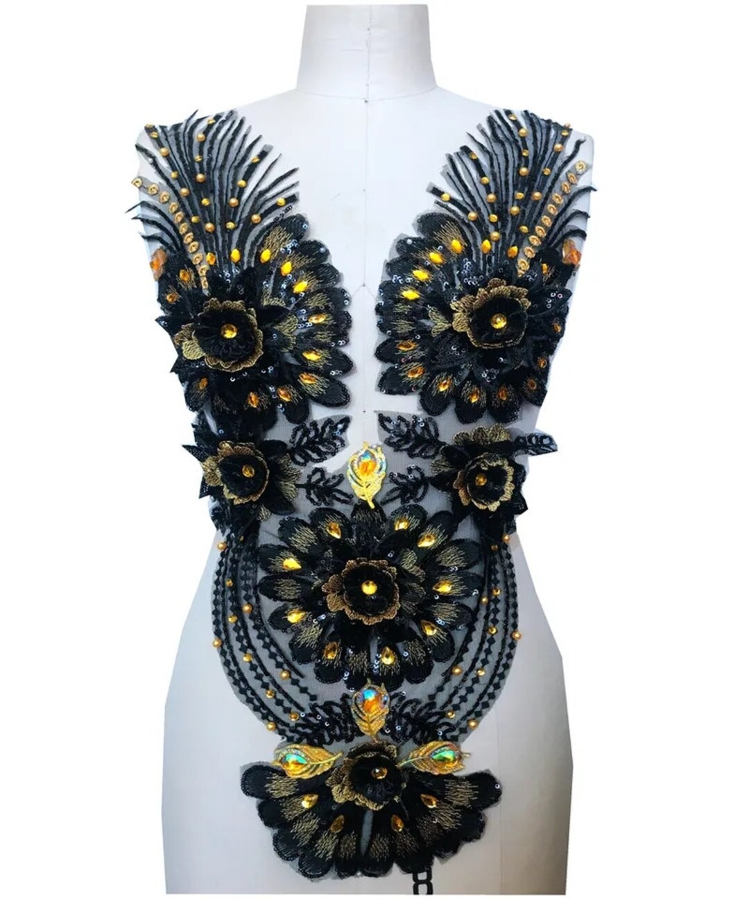 3D Dimensional Flower Lace Applique, Floral Bodice, Applique Bodice ...