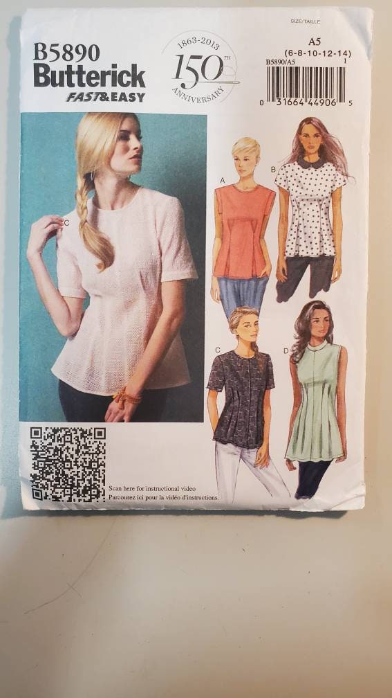 Uncut Butterwick Sewing Pattern 5890 Fast and Easy Misses Top - Etsy