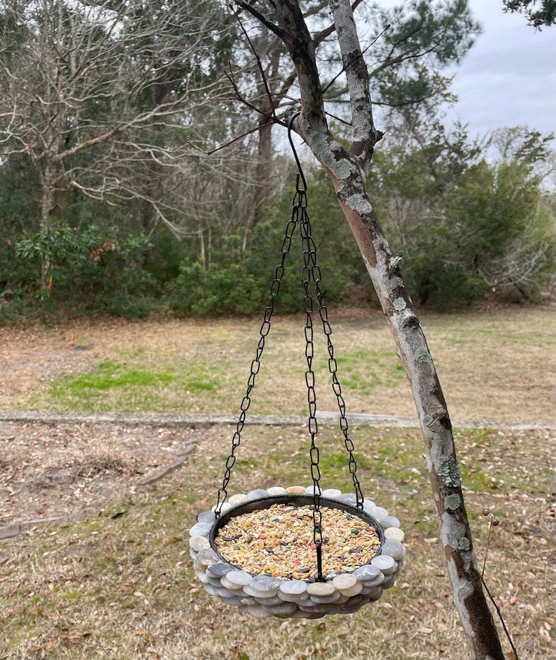 Stone and Mesh Bird Feeder, One-of-a-kind Outdoor Decor - Etsy
