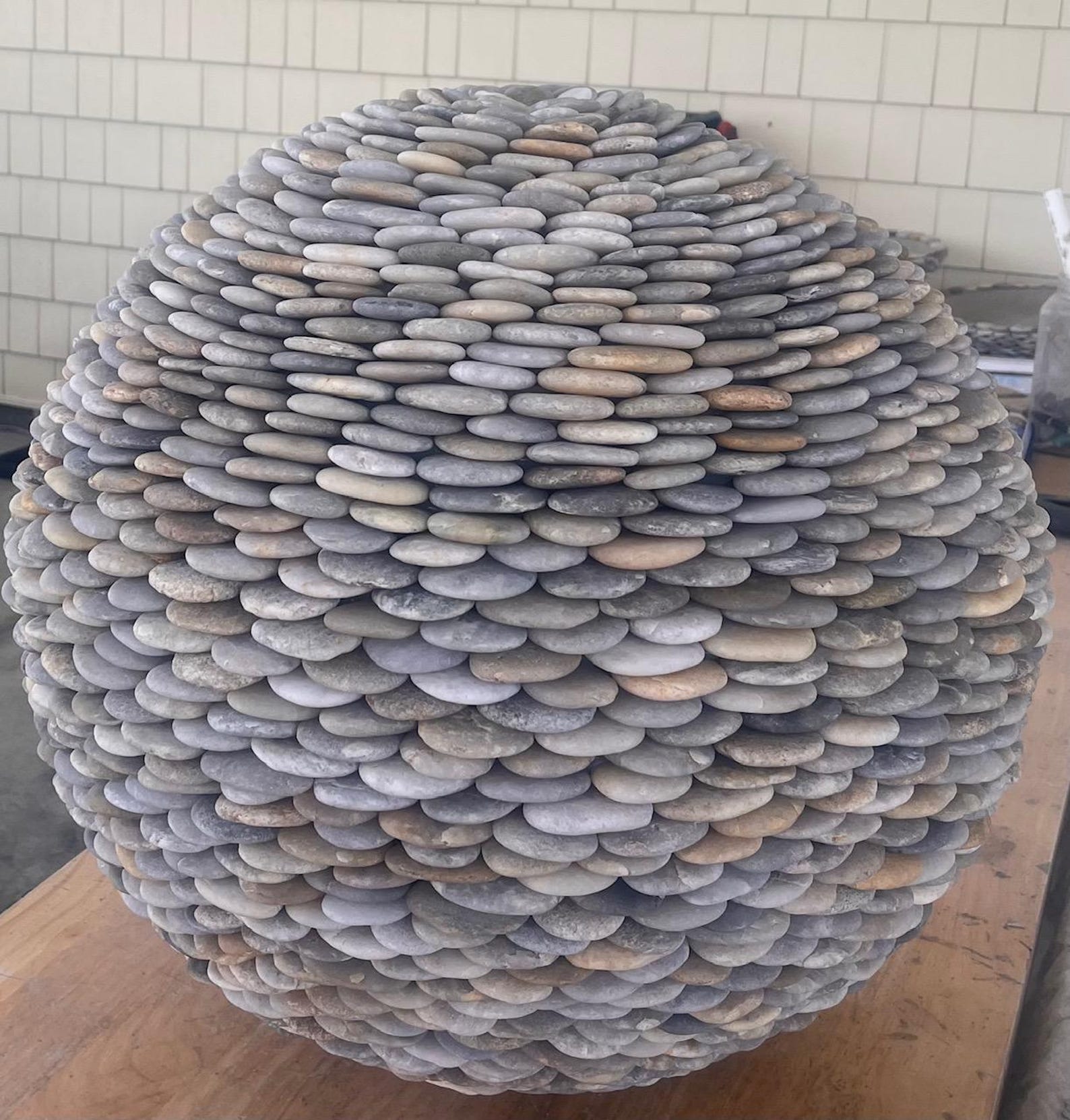 Extra-large Stone Garden Orb Sculpture – Handmade Outdoor Sphere Yard ...