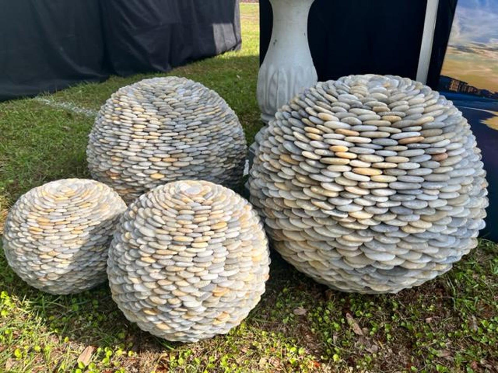 Extra-large Stone Garden Orb Sculpture – Handmade Outdoor Sphere Yard ...