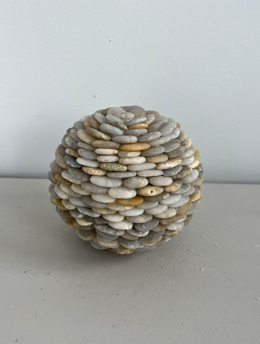 Large Stone Orb Sculpture – Handmade Natural Rock Sphere, Modern Indoor ...