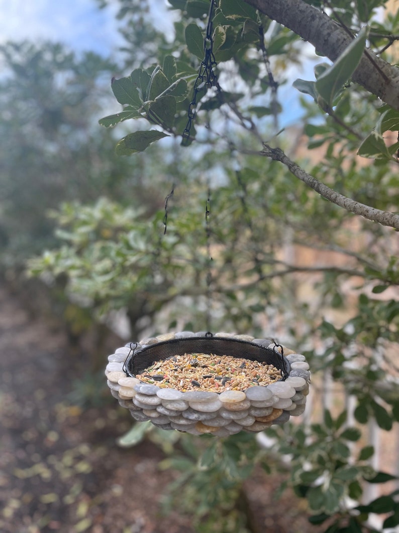 Stone and Mesh Bird Feeder, One-of-a-kind Outdoor Decor - Etsy