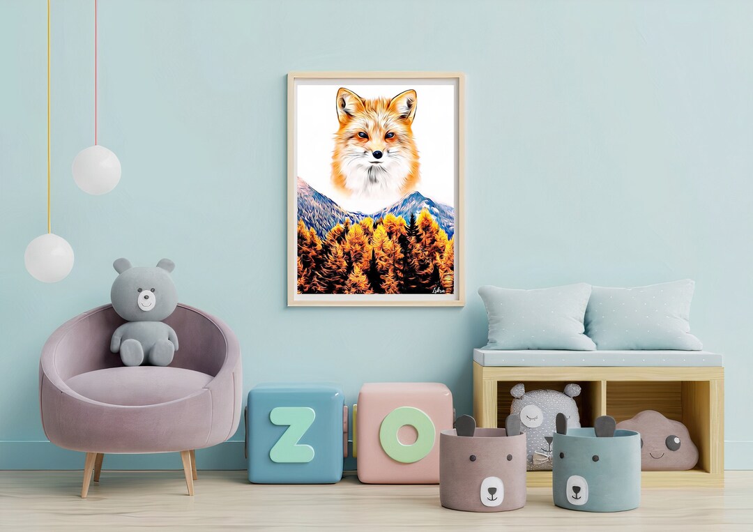 Unframed Fox Animal Posters SET Fox Canvas Kids Wall Decor - Etsy