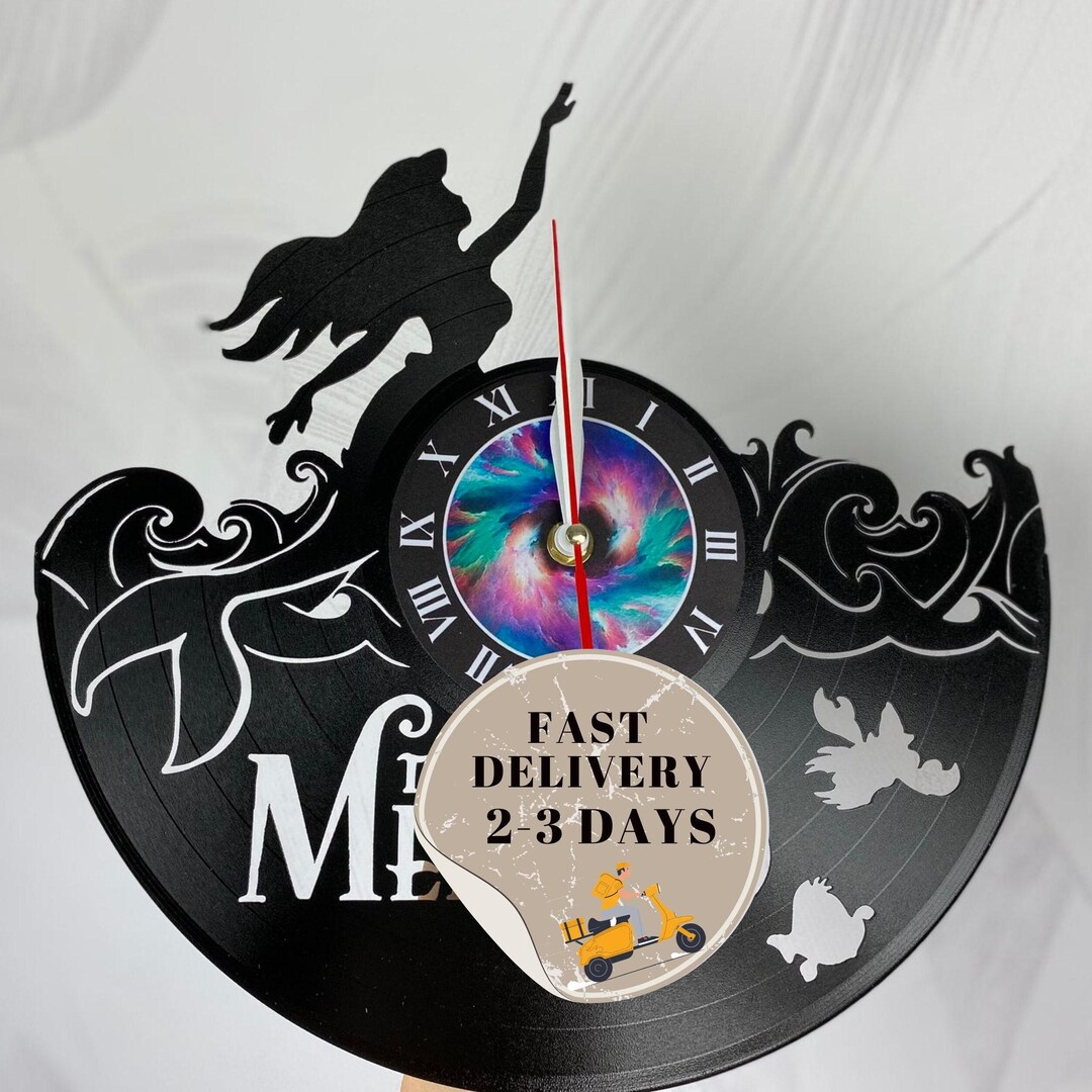 Mermaid Vinyl Record Clock | Laser Cut, Under the Sea Decor - Etsy