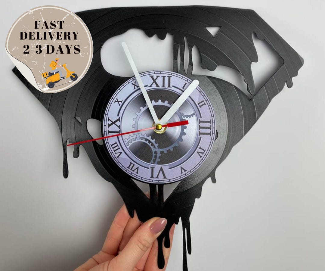 Laser Cut Clock - Comics Hero Themed Decorations - Custom Vinyl Record ...