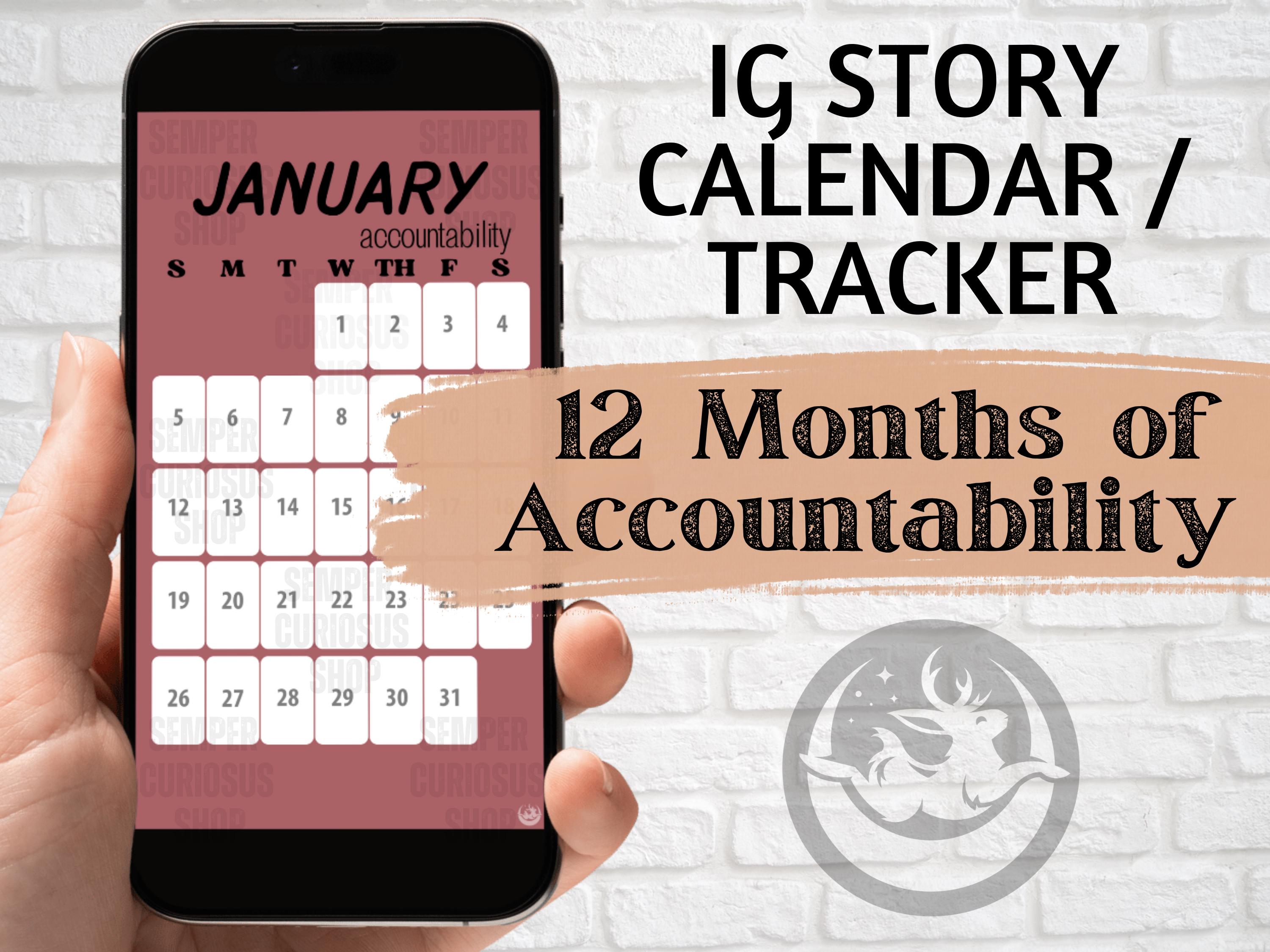 Basic Colors 12 Months of Accountability Social Media Tracker Calendar ...