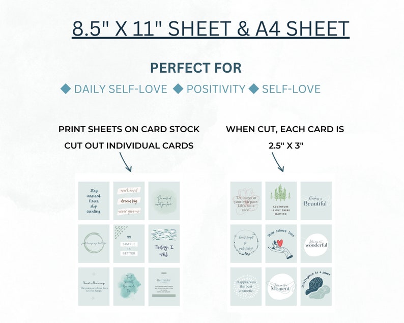 Positive Affirmation Card Deck Vision Board Printables - Etsy