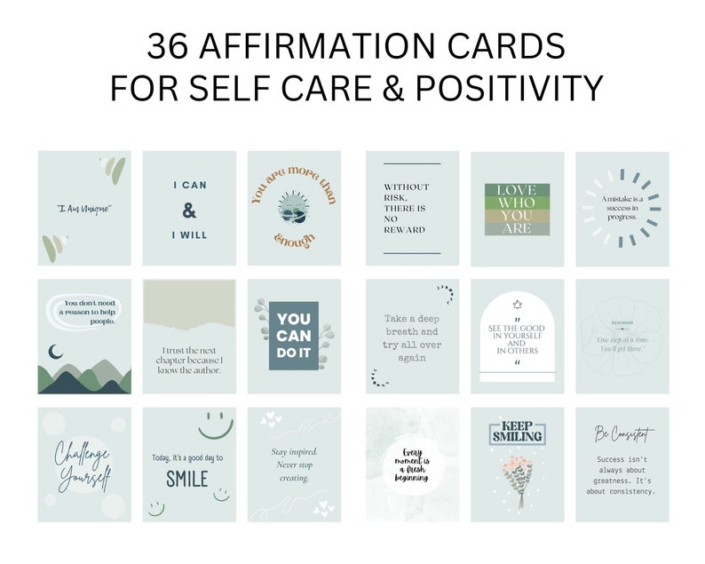 Positive Affirmation Card Deck Vision Board Printables - Etsy