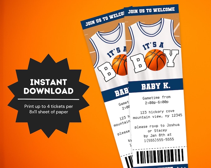 Editable Basketball Baby Shower Invitation, Purple and Gold, All-star ...
