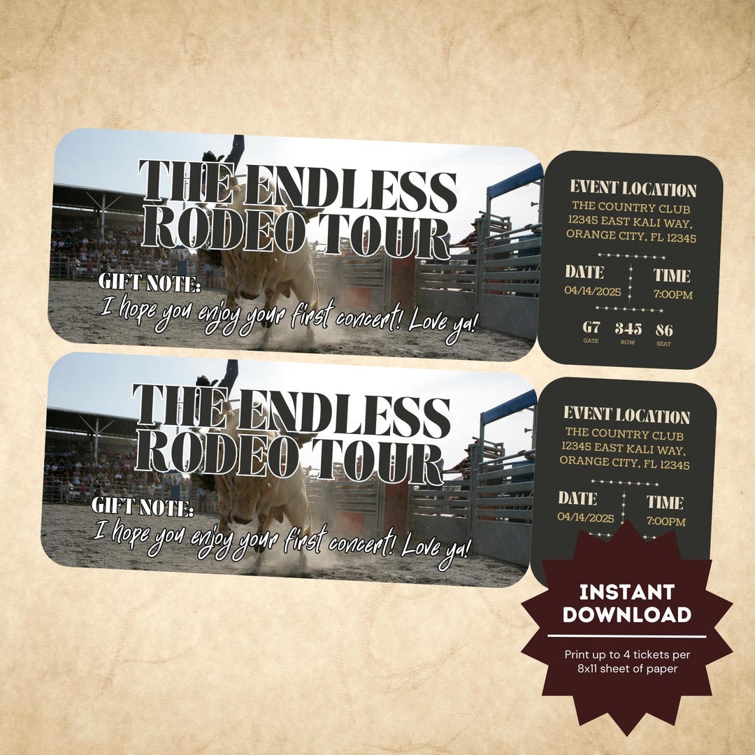 Custom Country Concert Ticket Template | Editable Western Cowboy ...