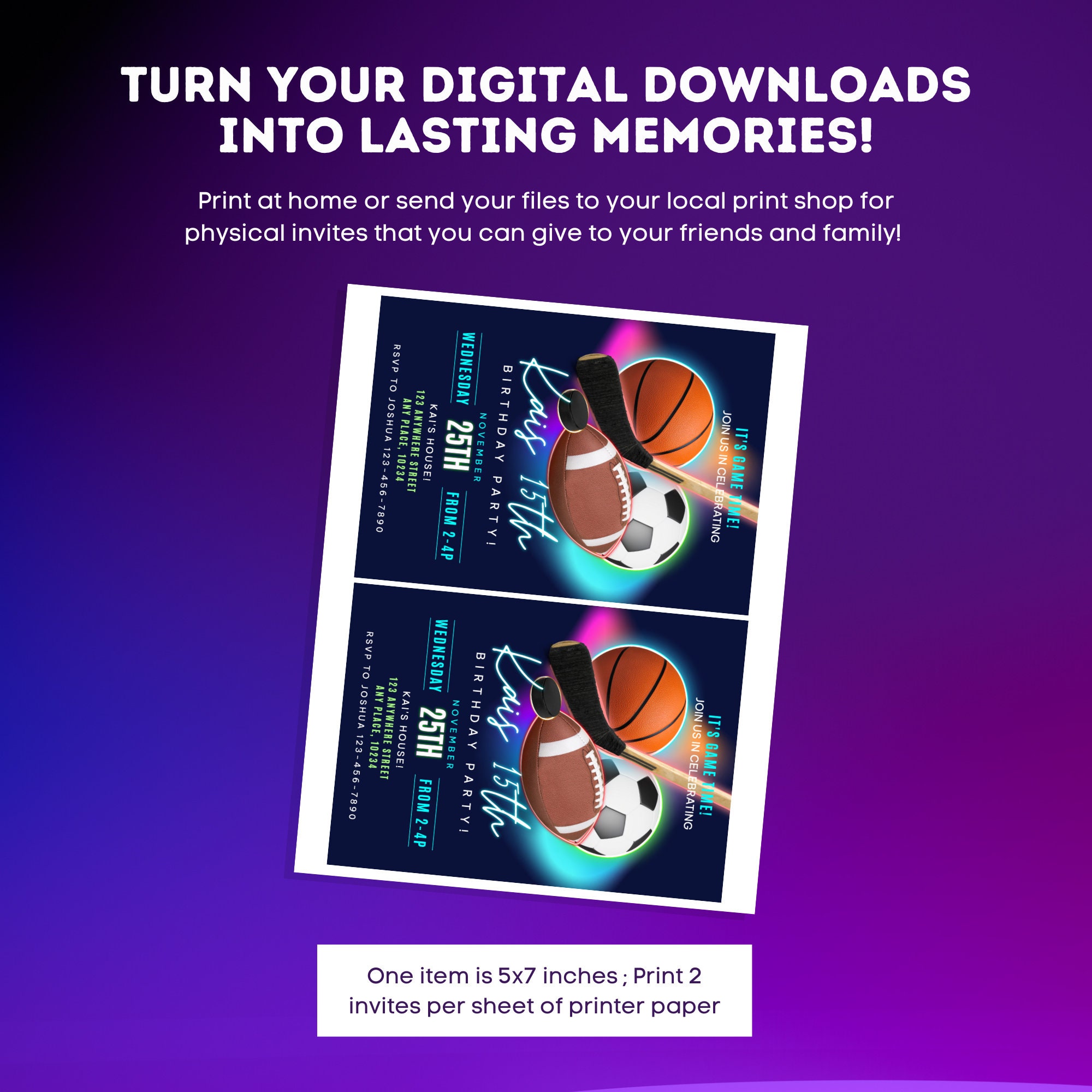 Sports Birthday Invitation | All Star Sports Party Invitation | Sports ...