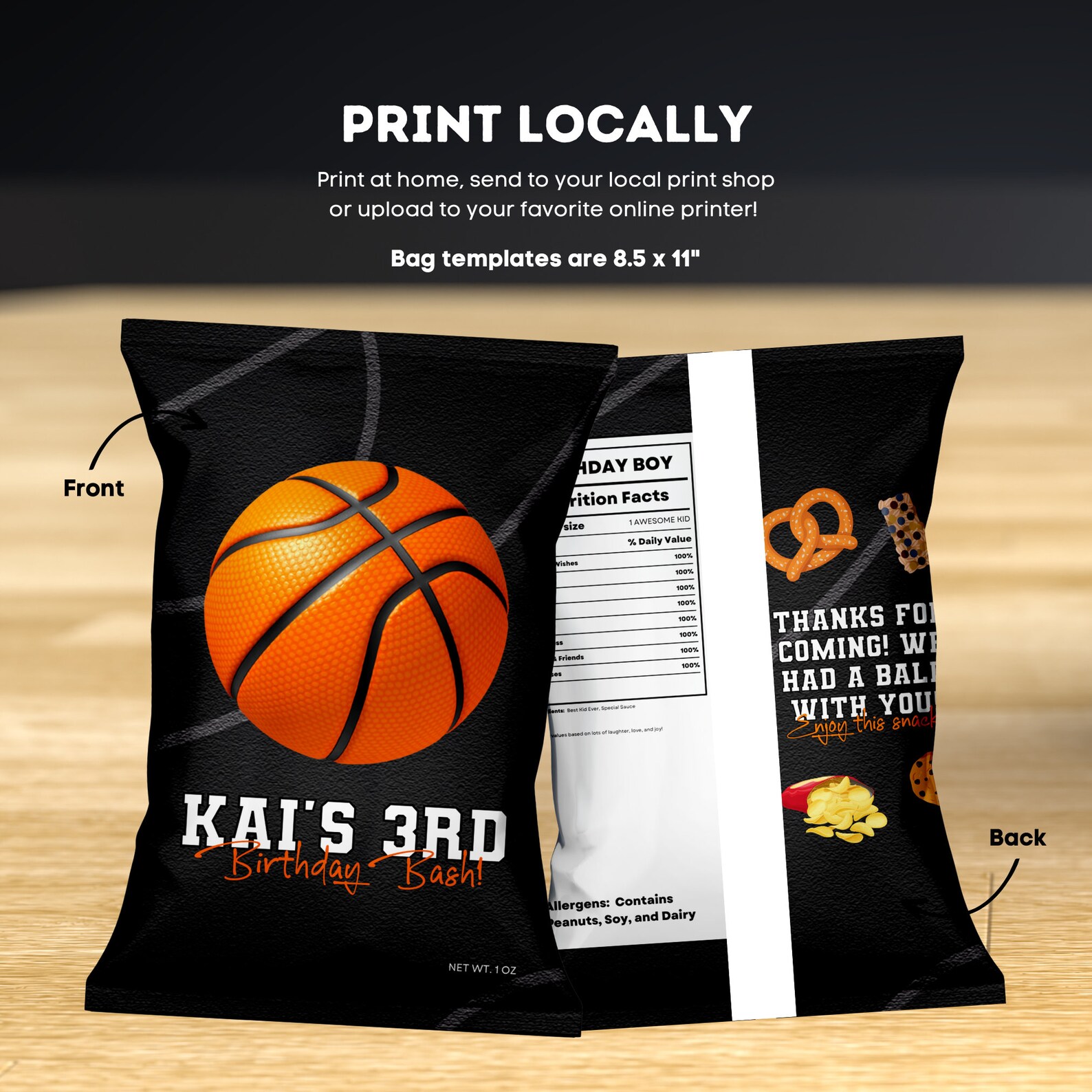 Basketball Party Chip Bag Wrappers Basketball Themed Birthday Chip Bag ...