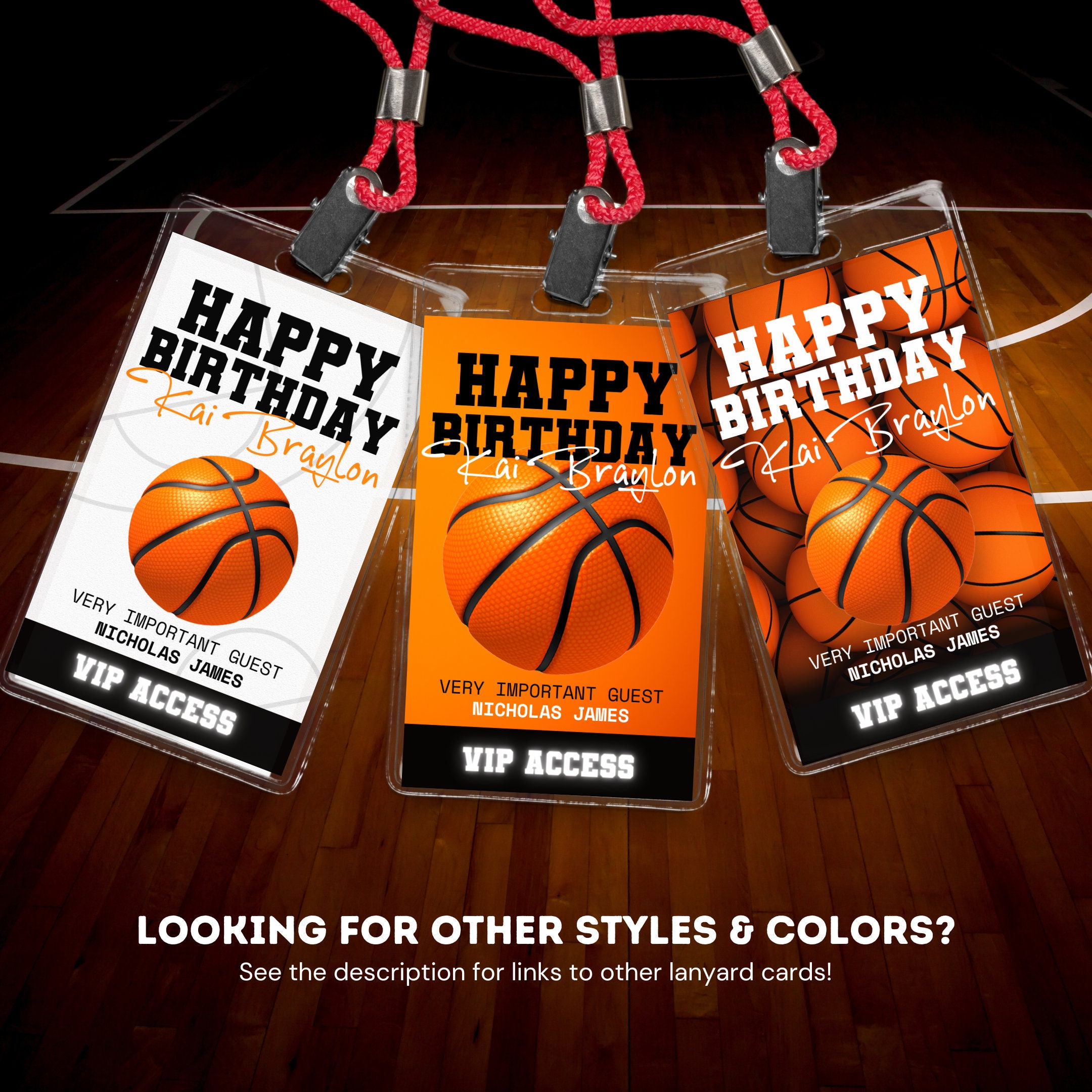 Basketball Party ID Badge | Basketball Birthday Lanyard | Basketball ...