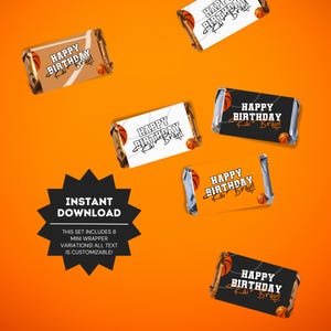 Basketball Mini Candy Bar Wrapper Template | Basketball Party Chocolate ...