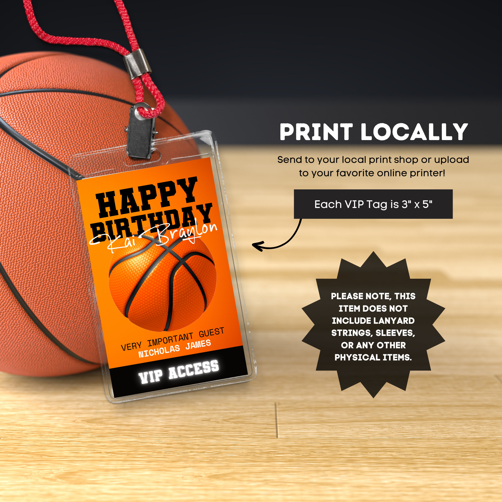 Basketball Birthday Party VIP Pass Basketball Theme Party Lanyards All ...