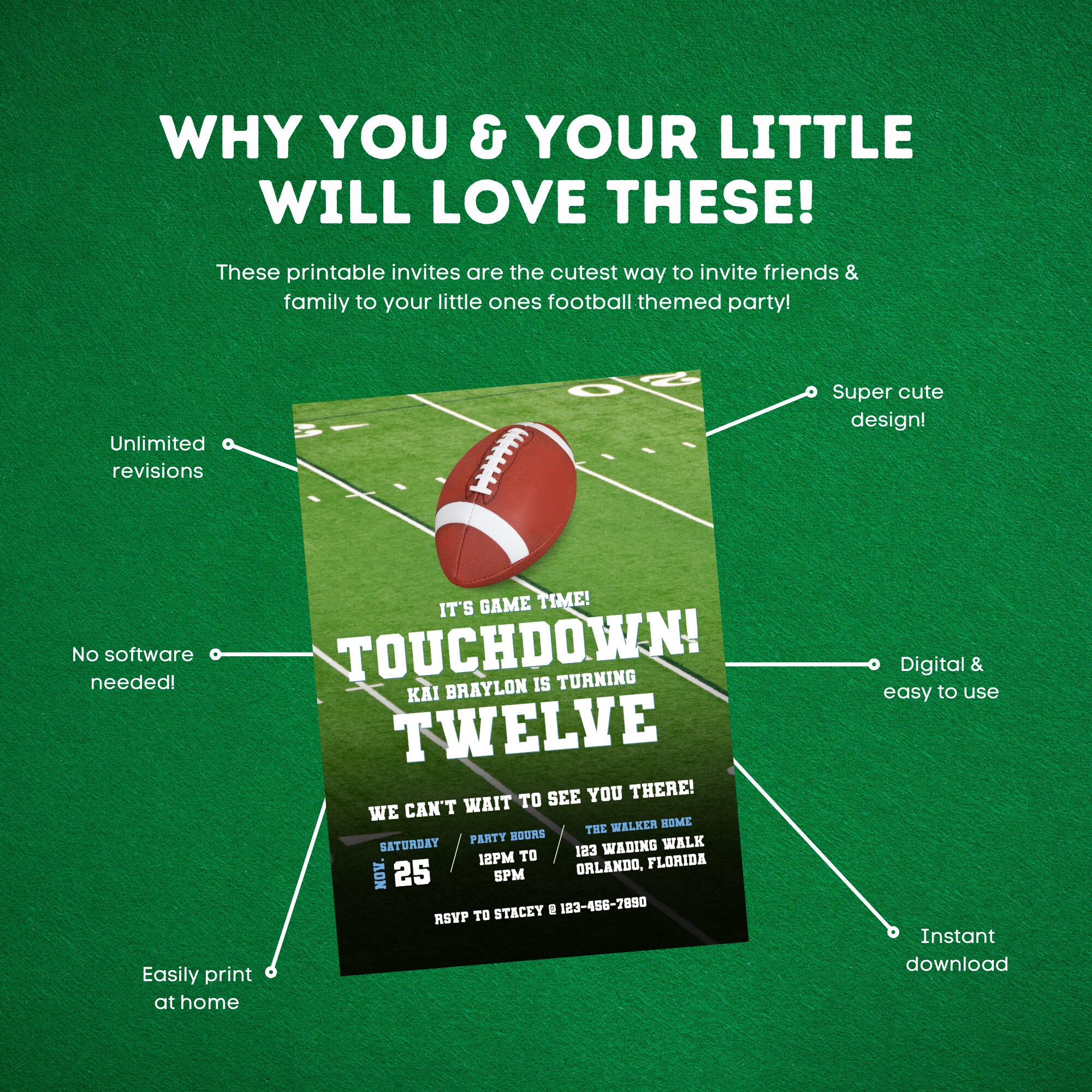 Football Birthday Invitation Football Invite Football Themed Party ...