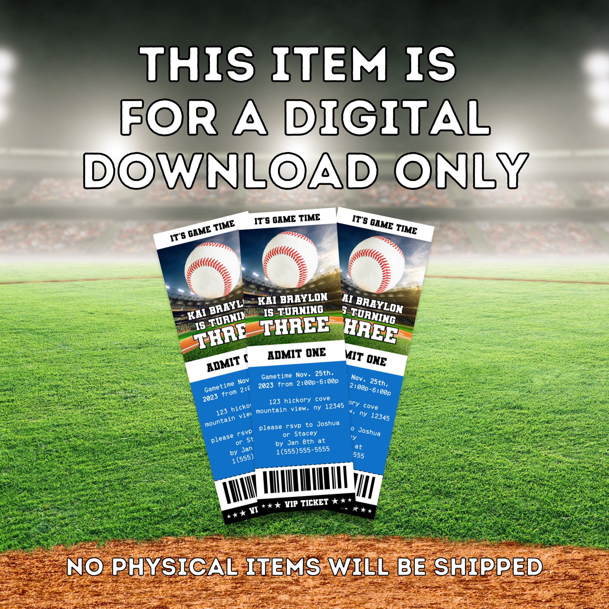 Baseball Themed Birthday Ticket Invitation Baseball Party - Etsy