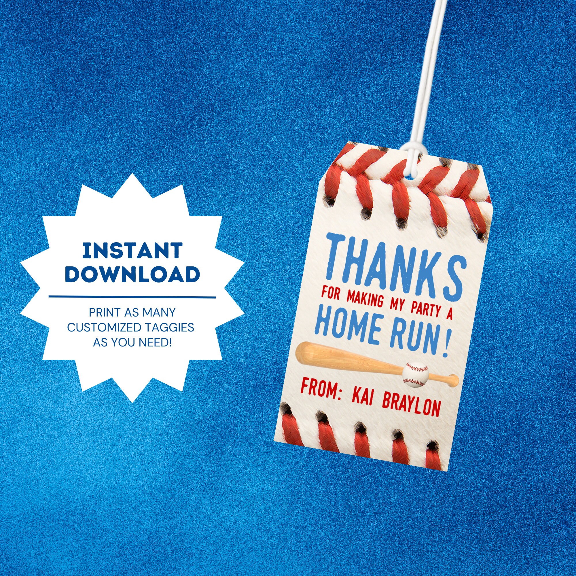 Baseball Party Thank You Tags Baseball Themed Birthday Party Tags ...