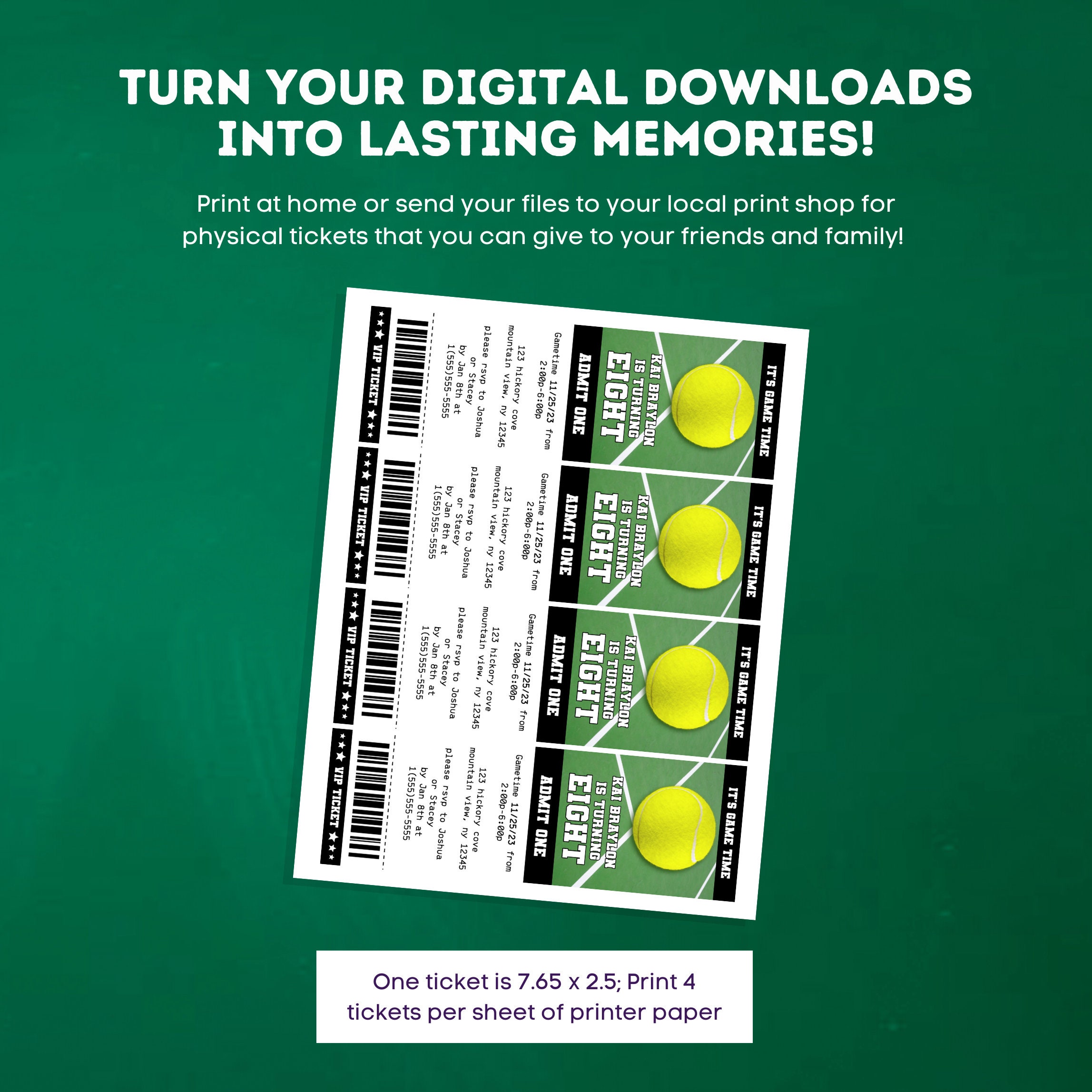 Tennis Ticket Birthday Invitation Tennis Ticket Invite - Etsy