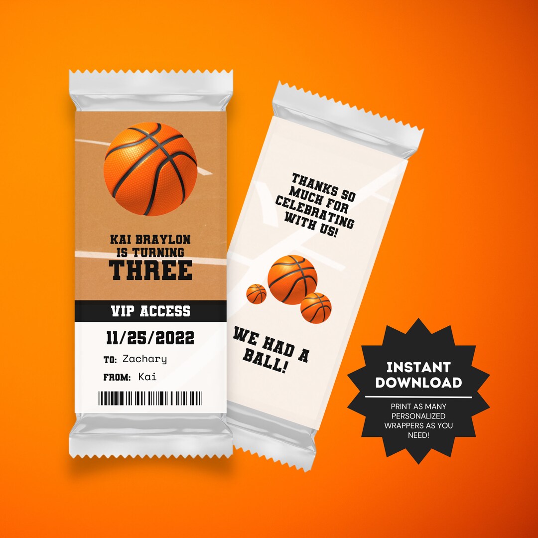 Basketball Birthday Party Candy Bar Wrapper Basketball Party Chocolate ...