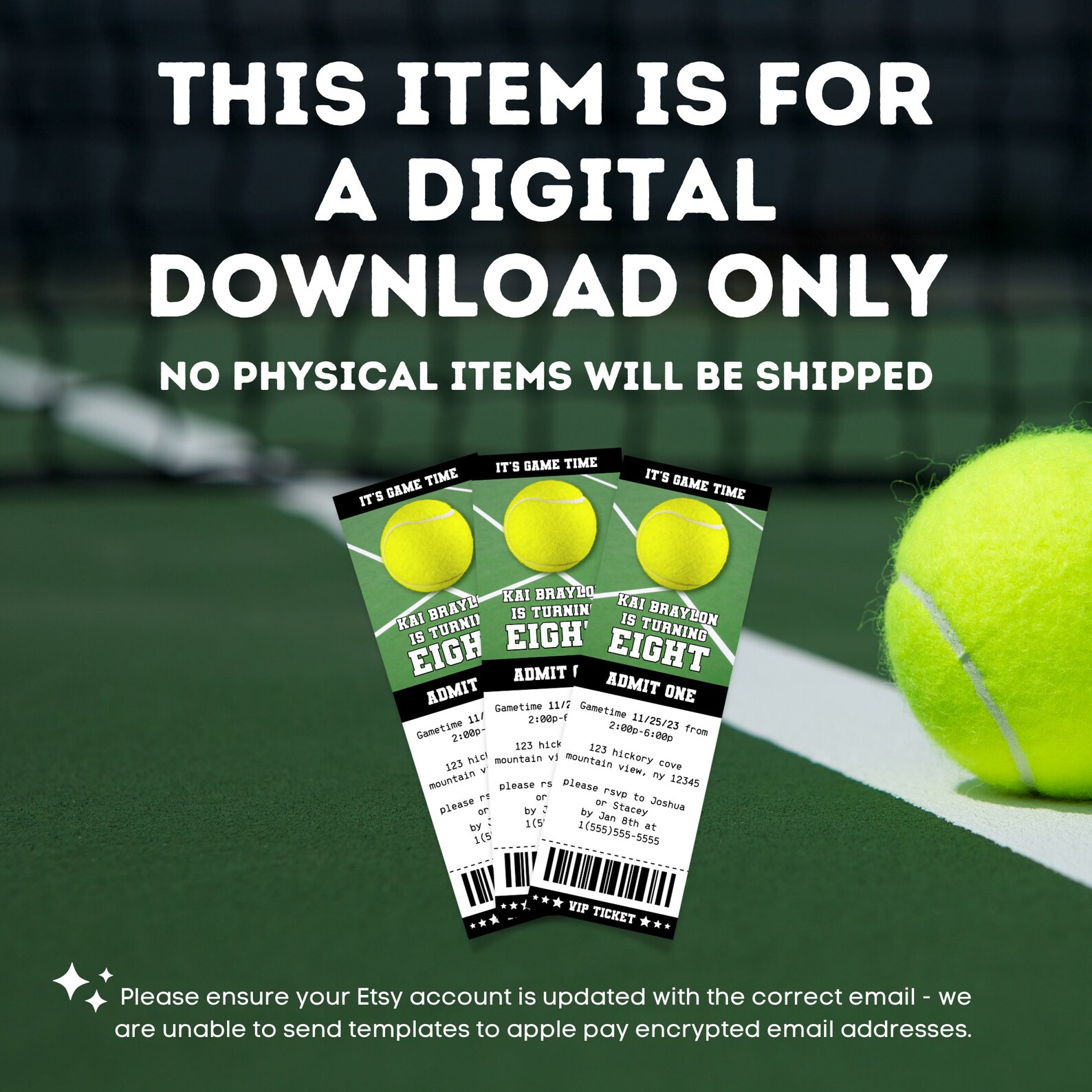 Tennis Ticket Birthday Invitation Tennis Ticket Invite - Etsy