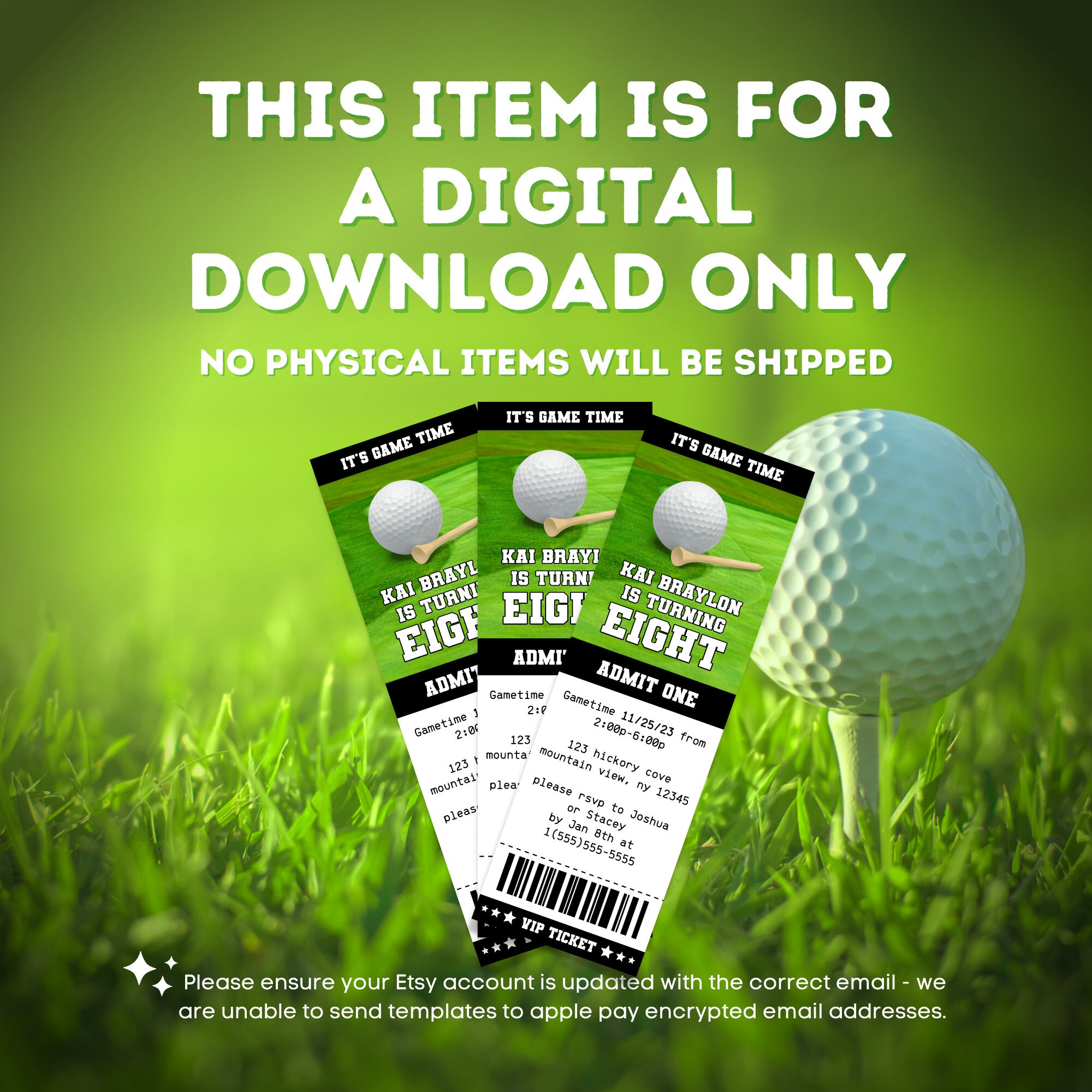 Golf Ticket Birthday Invitation Golf Ticket Invite Golf Themed Party ...