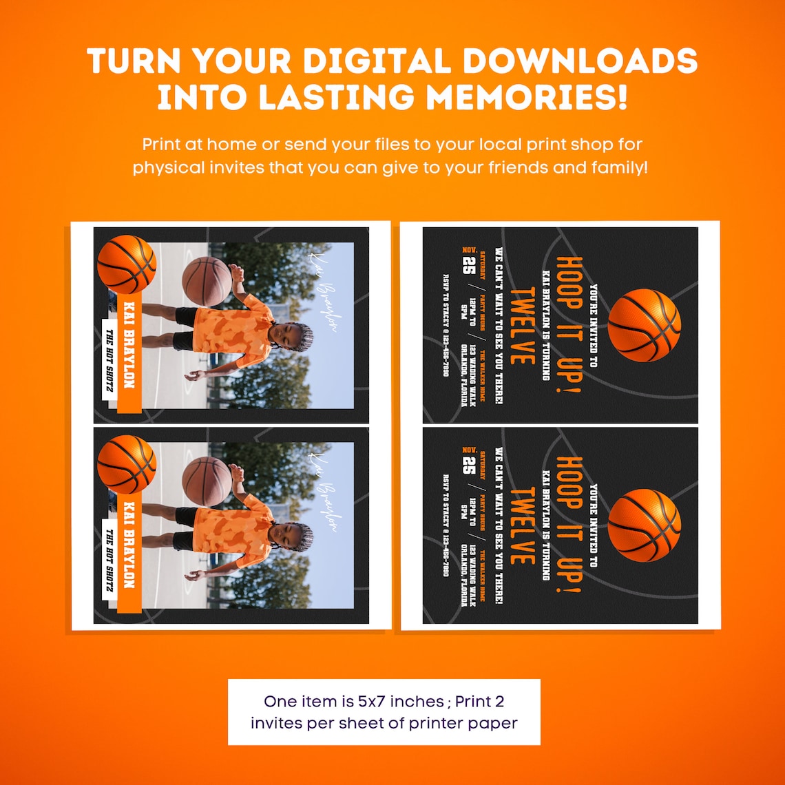 Basketball Birthday Invitation With Picture | Basketball Party Invite ...