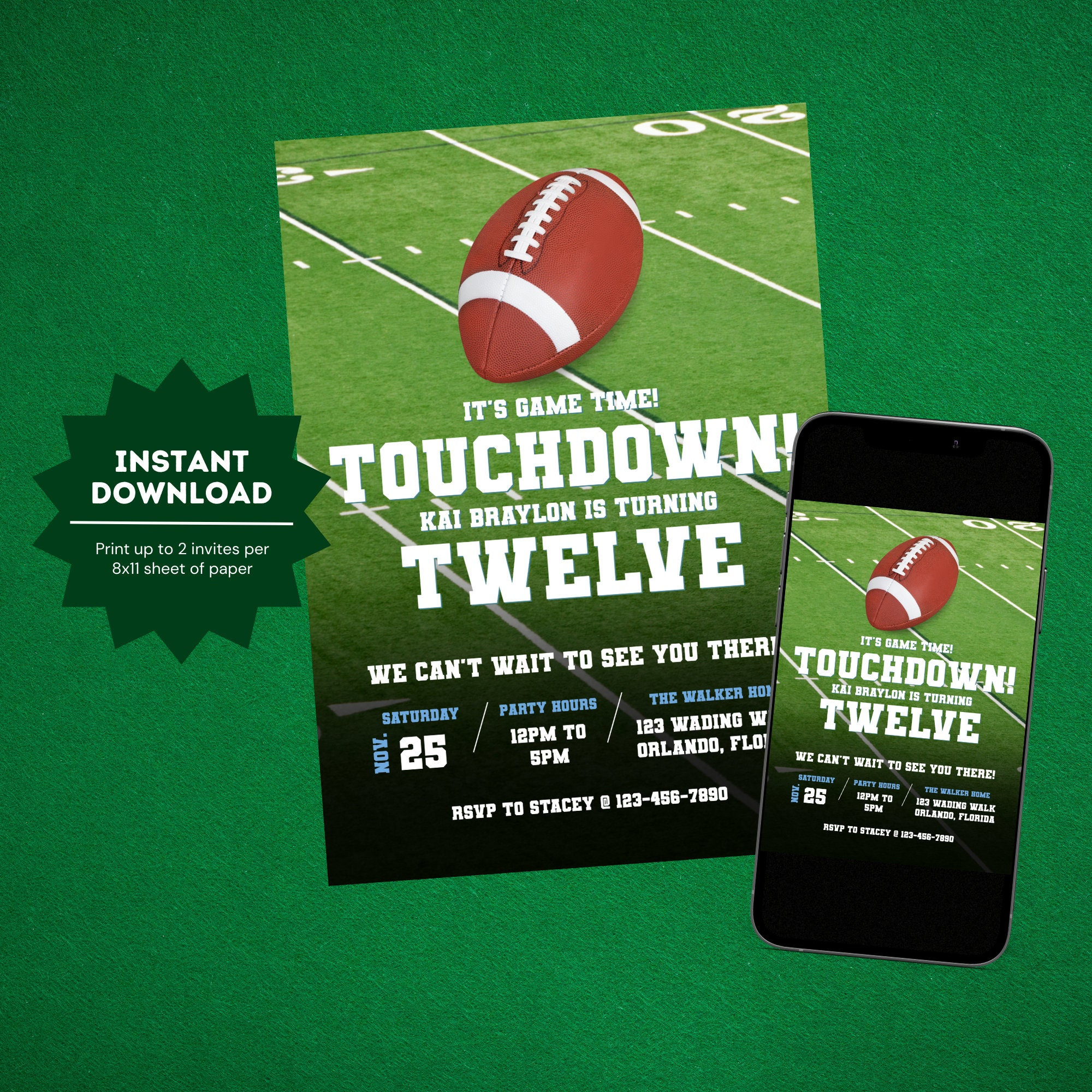 Football Birthday Invitation Football Invite Football Themed Party ...