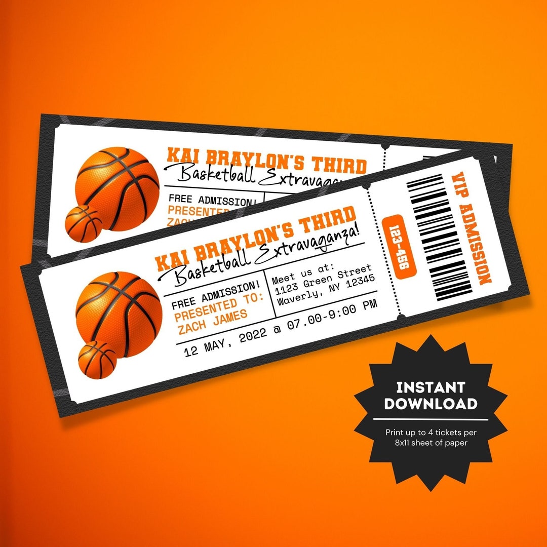 Basketball Birthday Party Ticket Invitation | Horizontal Basketball ...