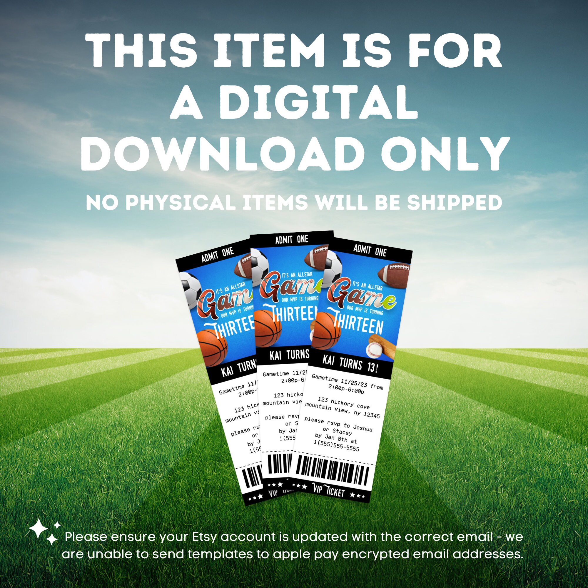 All Star Ticket Birthday Invitation All Star Ticket Invite All Star ...