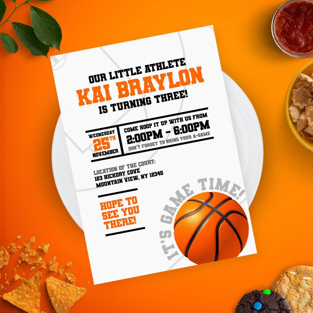 Basketball Themed Birthday Party Invitation Basketball Party Invite ...