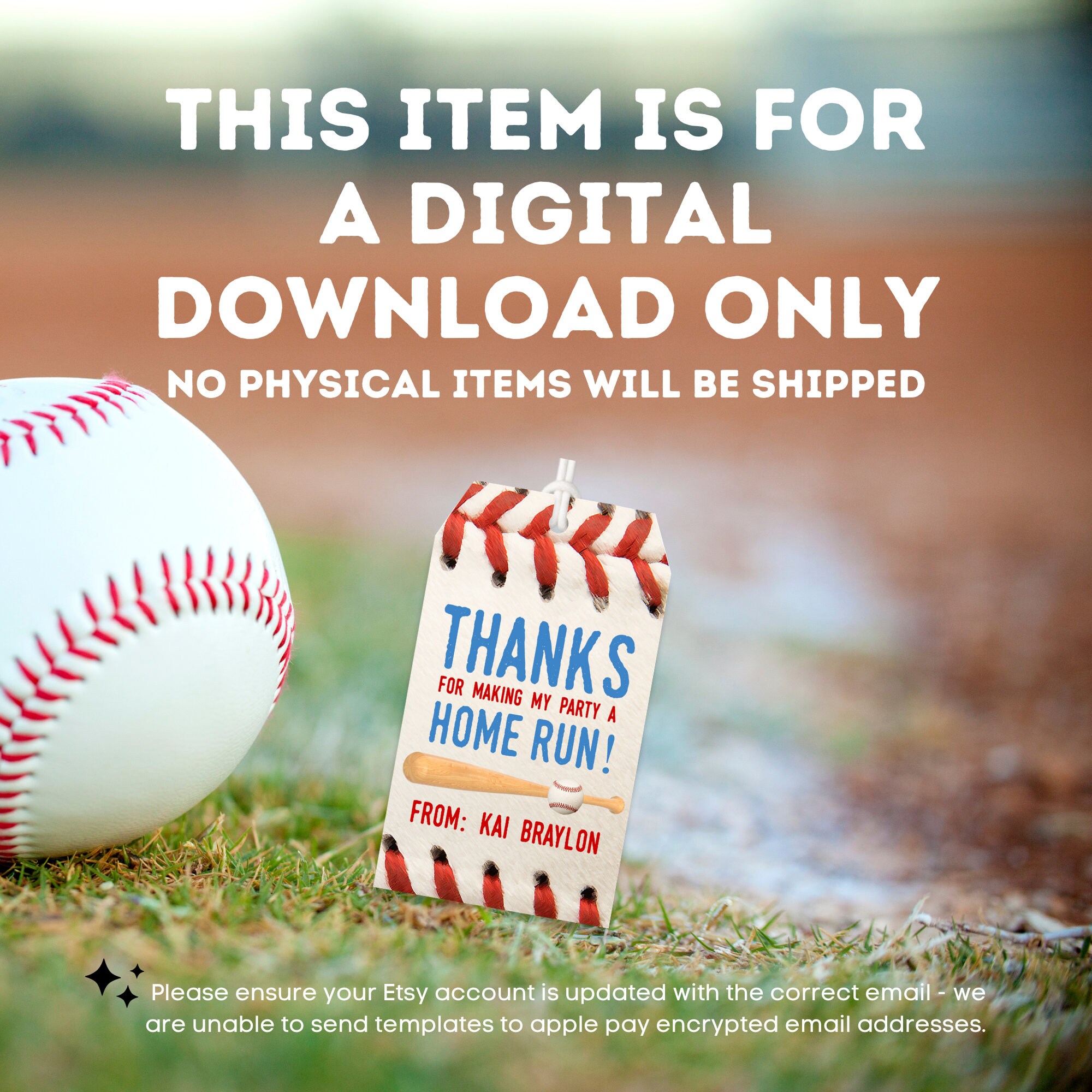 Baseball Party Thank You Tags Baseball Themed Birthday Party Tags ...