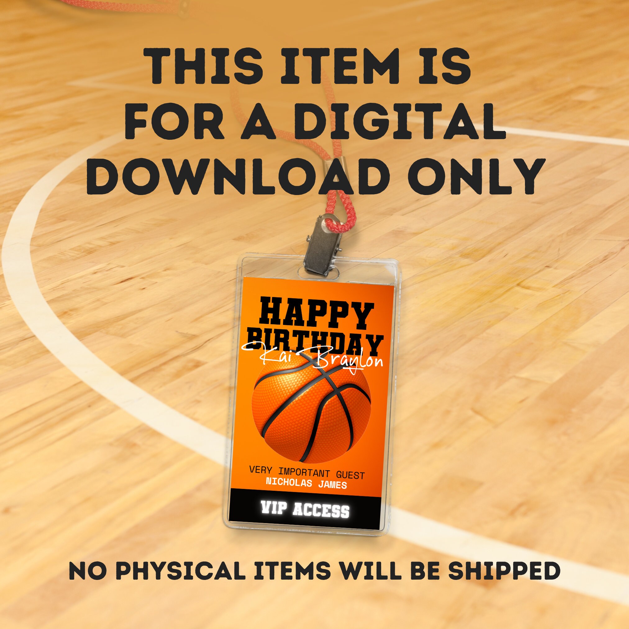Basketball Birthday Party VIP Pass Basketball Theme Party Lanyards All ...