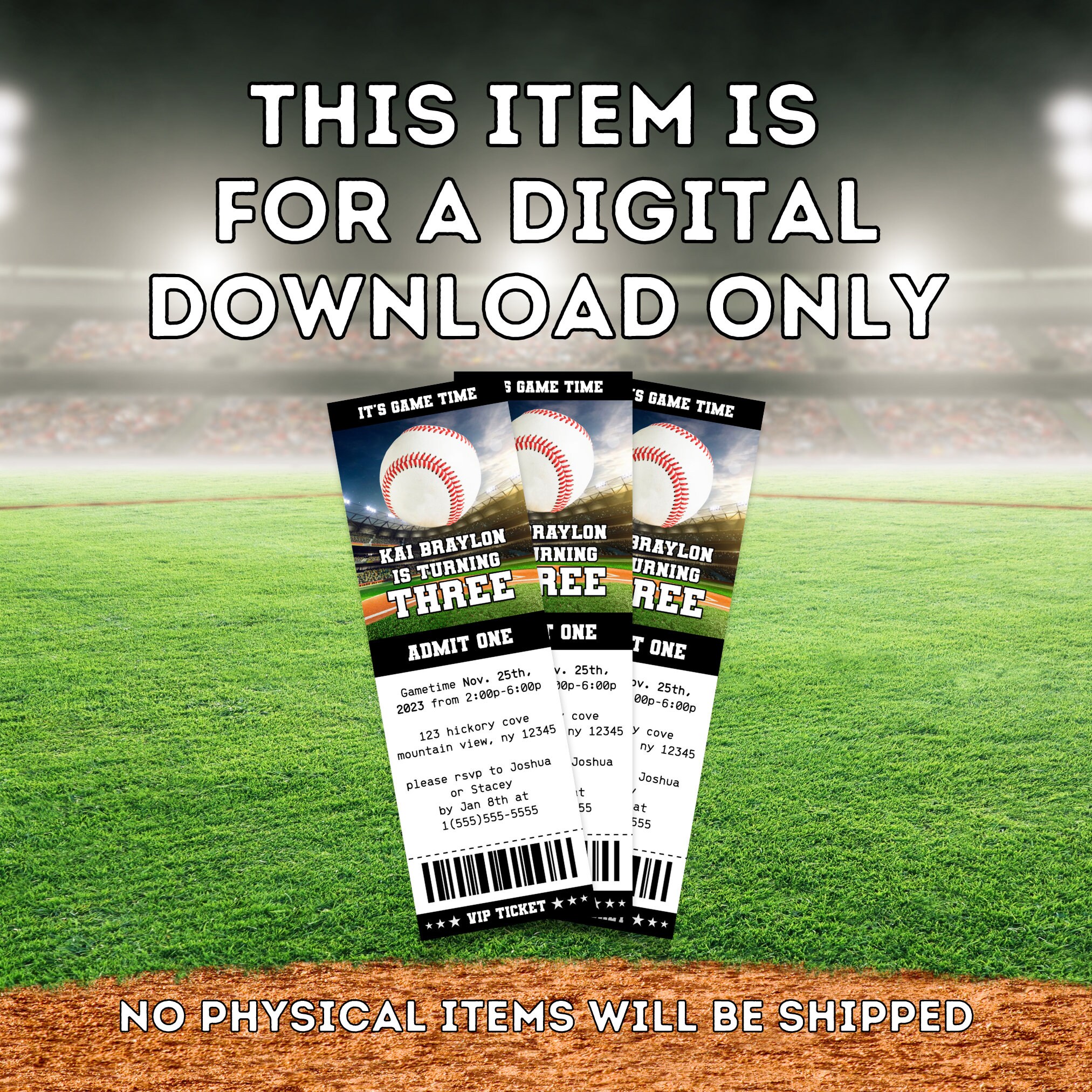 Baseball Ticket Birthday Invitation Baseball Ticket Invite - Etsy