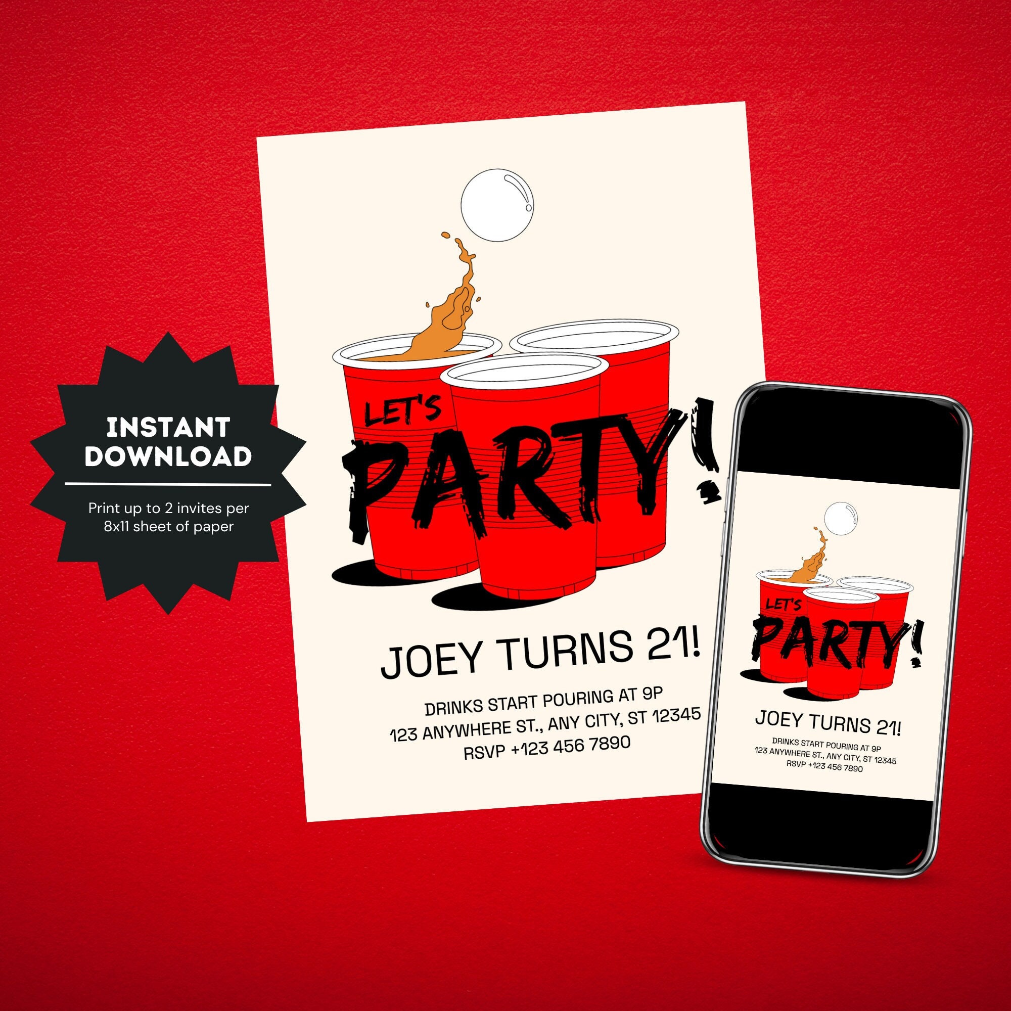 Beer Pong Birthday Party Invitation College Party Invite - Etsy