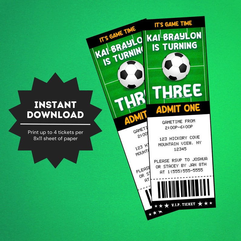 Soccer Ticket Birthday Invitation Soccer Ticket Invite - Etsy