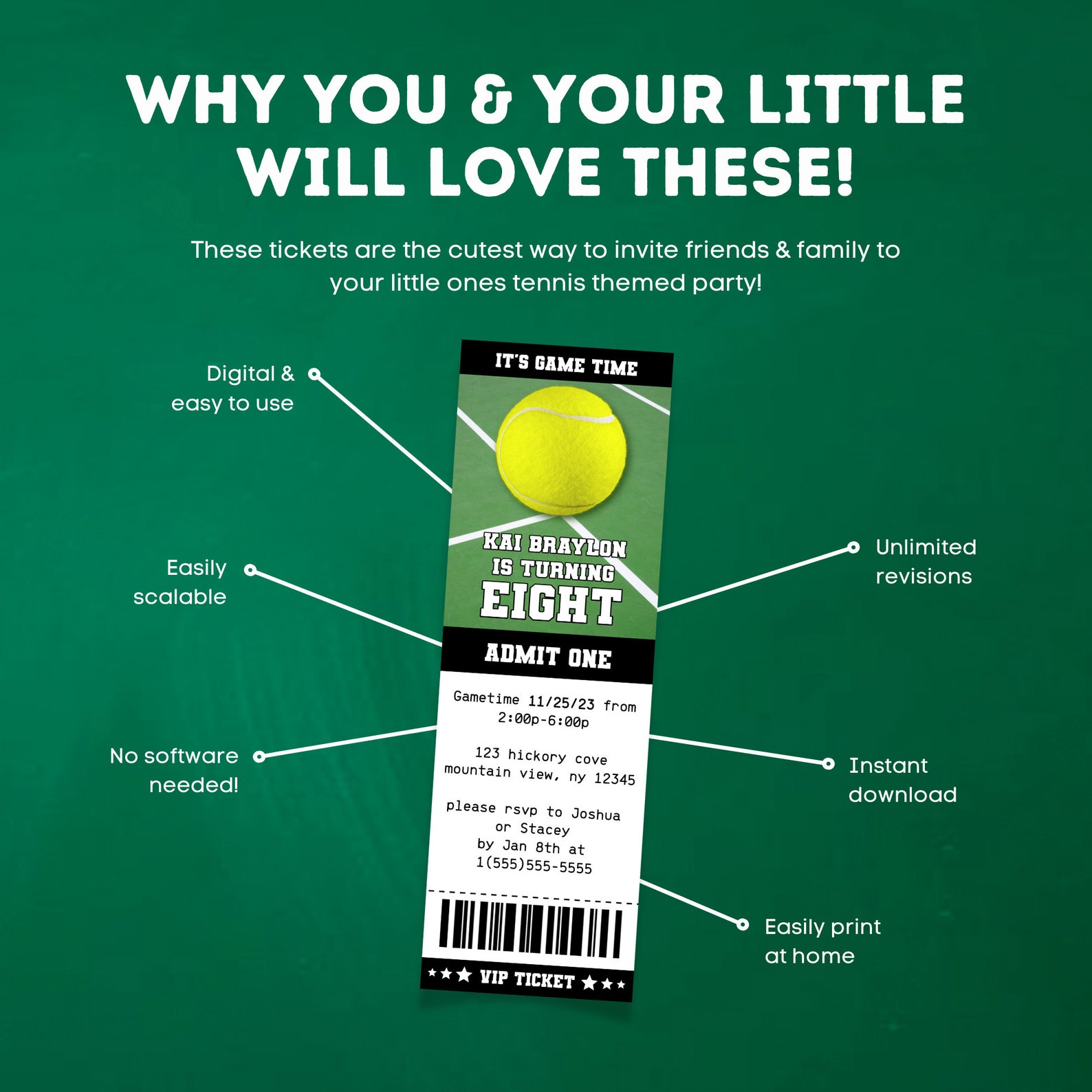 Tennis Ticket Birthday Invitation Tennis Ticket Invite - Etsy