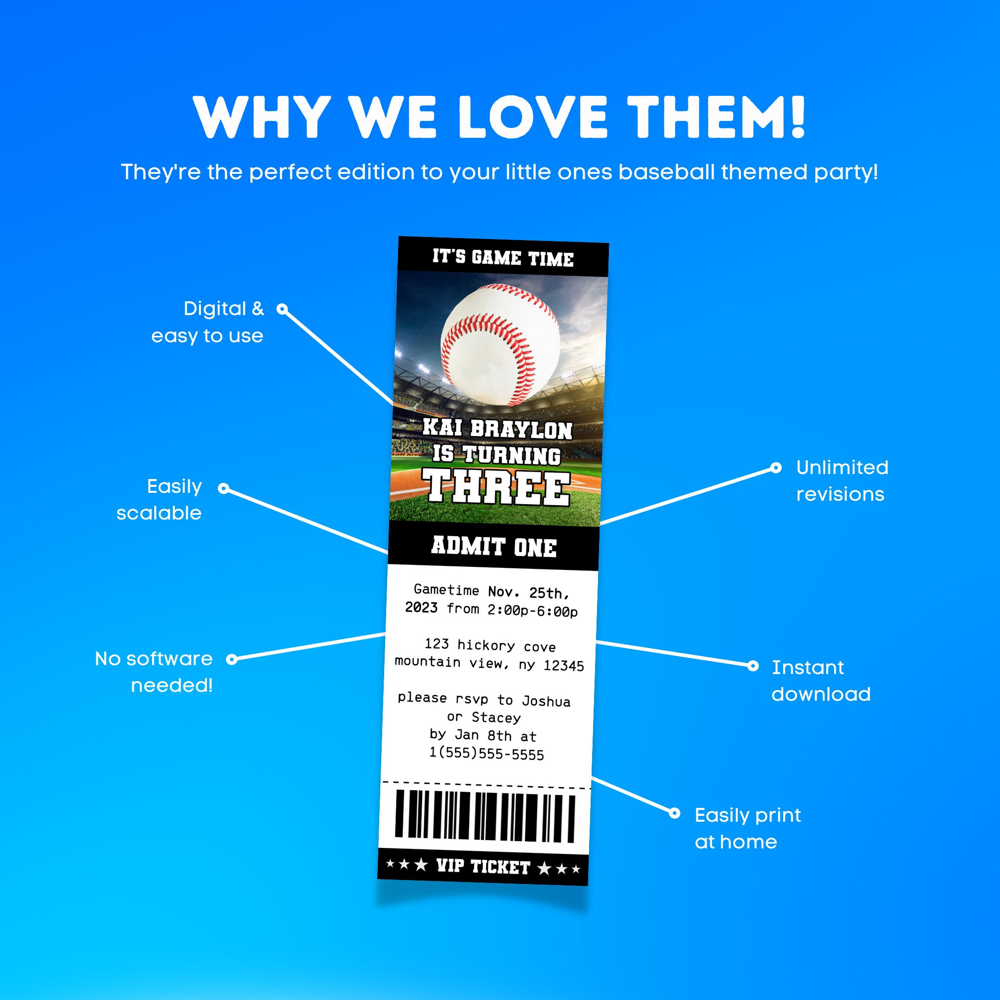 Baseball Ticket Birthday Invitation Baseball Ticket Invite - Etsy