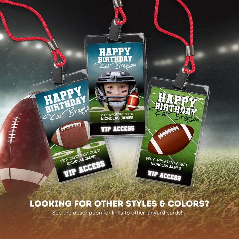 Football Birthday Party ID Badge | Football Birthday Lanyard | Football ...