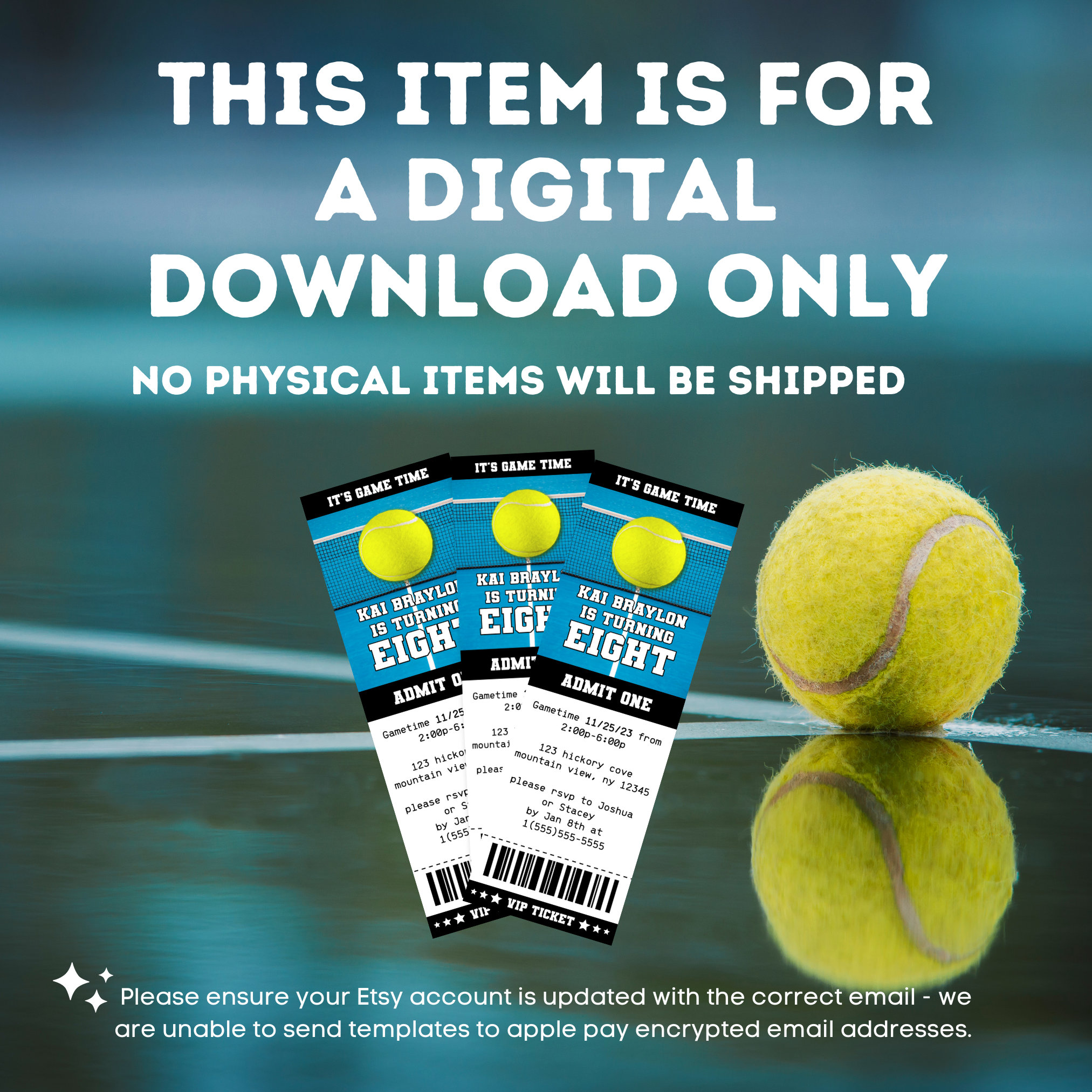 Tennis Ticket Birthday Invitation Tennis Ticket Invite Tennis Themed ...