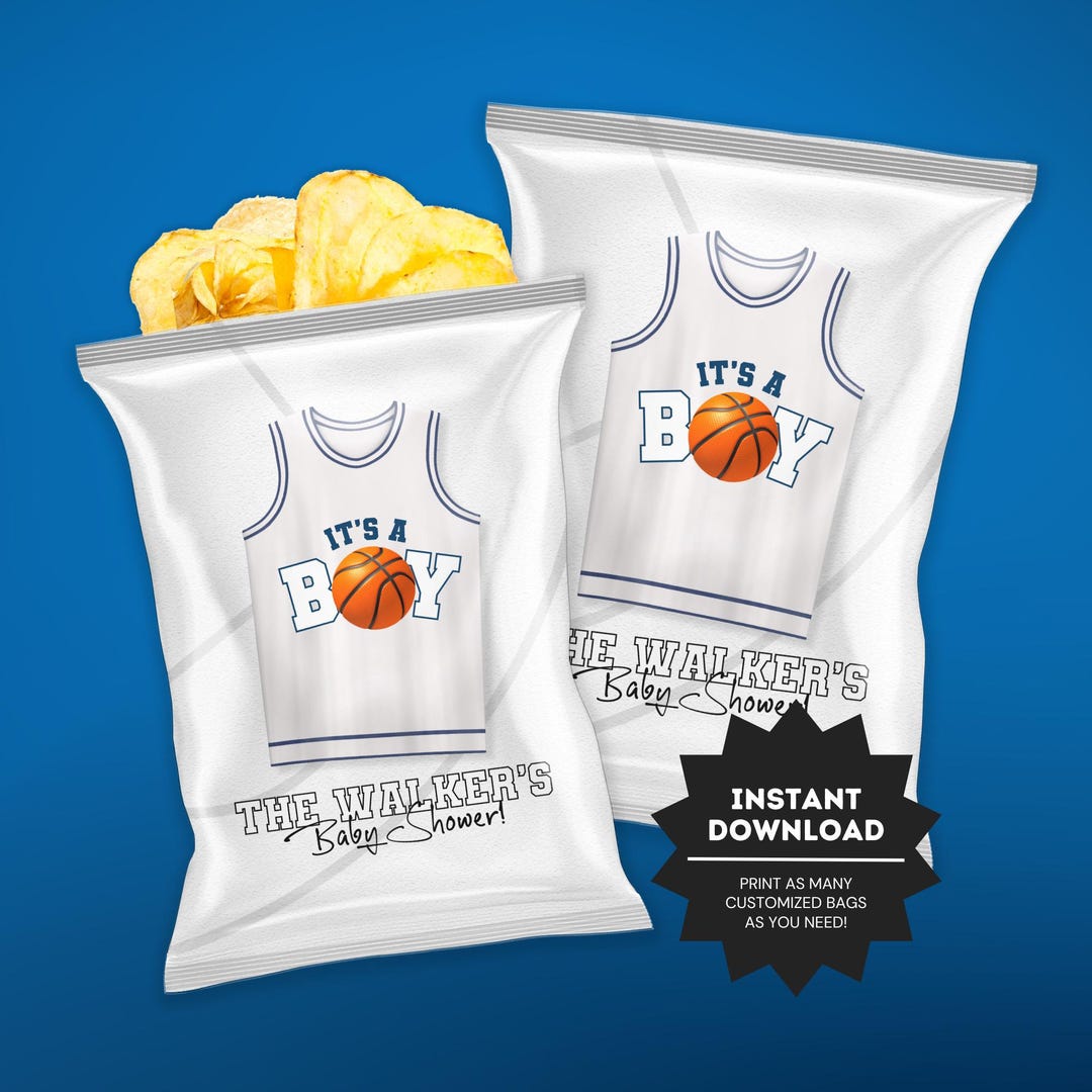 Basketball Baby Shower Chip Bag Template | Basketball Chip Bag Cover ...